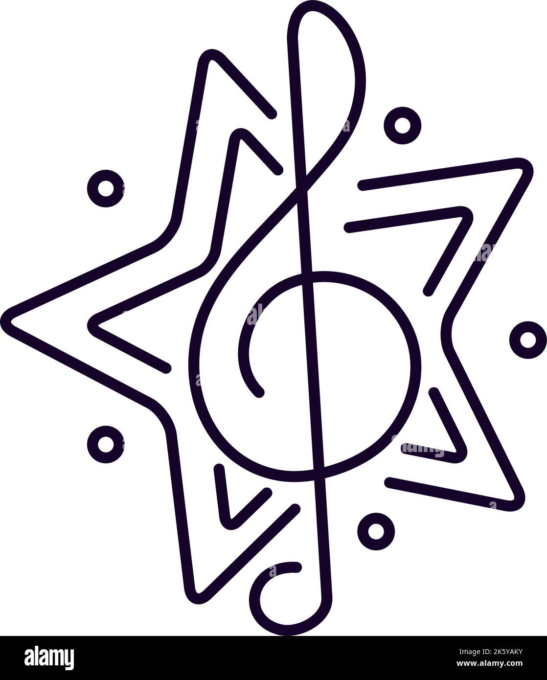 music note in star line Stock Vector Image & Art - Alamy