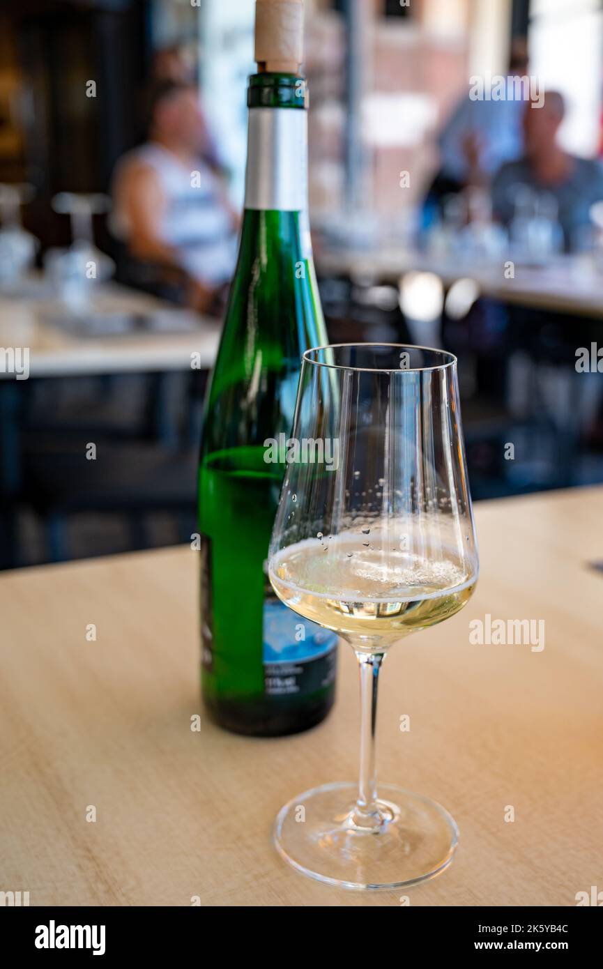 Drinking of txakoli or chacolí slightly sparkling very dry white wine ...