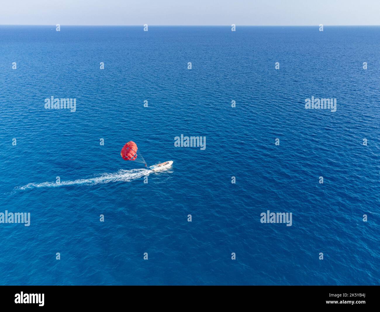 Aerial panoramic view on blue crystal clear water on Mediterranean sea ...