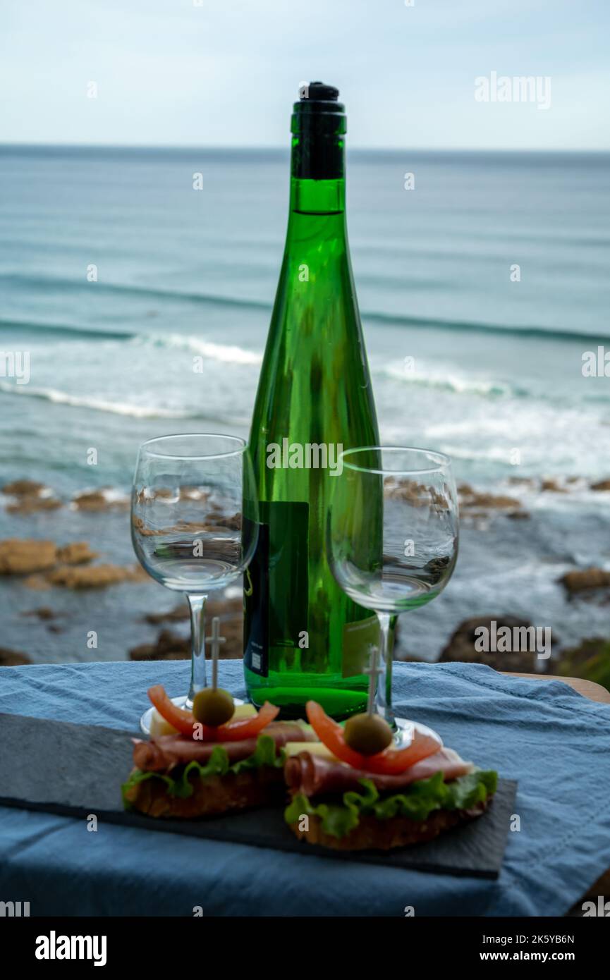 Typical snacks of Basque Country and Navarre, pinchos or pinxtos on ...