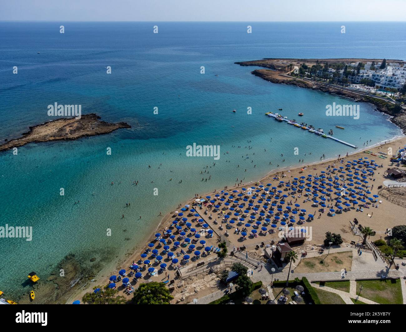 Aerial panoramic view on villas and holidays resorts and blue crystal ... Aerial panoramic view on villas and holidays resorts and blue crystal ...