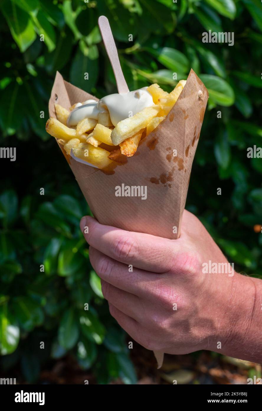Belgium frites cone hi-res stock photography and images - Alamy