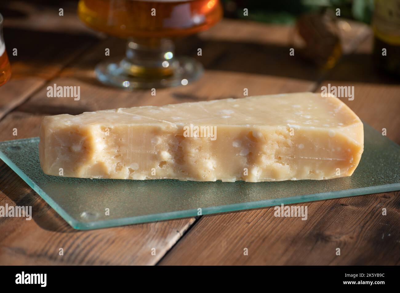 Italian cheese collection, piece of old parmigiano reggiano or parmesan ...