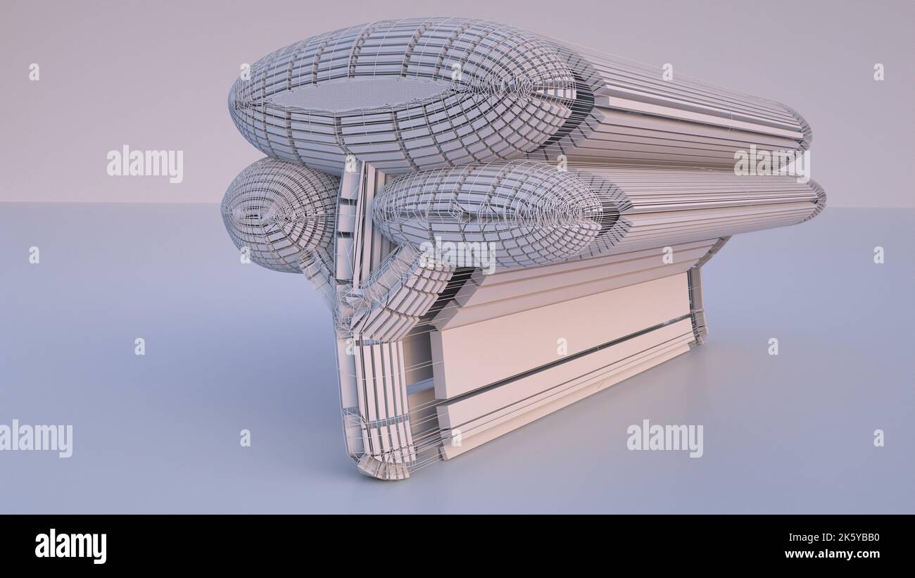 3D Illustration of a building based on the diagram of a tree. View the ...