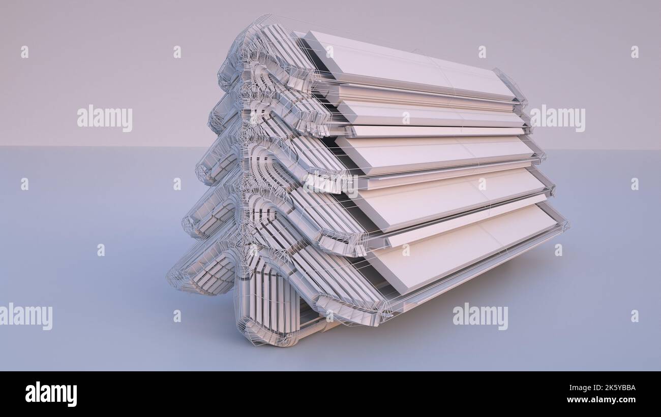 3D Illustration of a building based on the diagram of a tree. View the ...