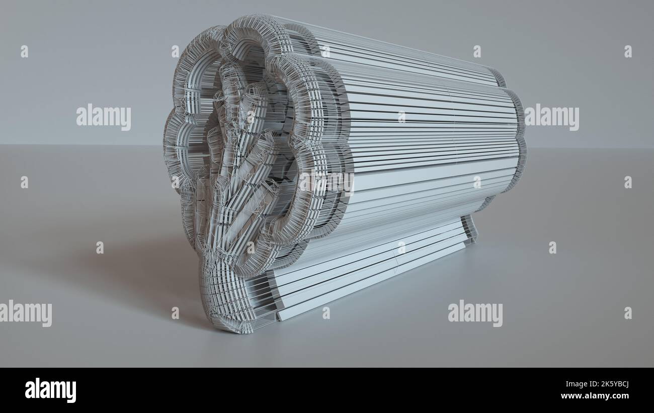 3D Illustration of a building based on the diagram of a tree. View the ...
