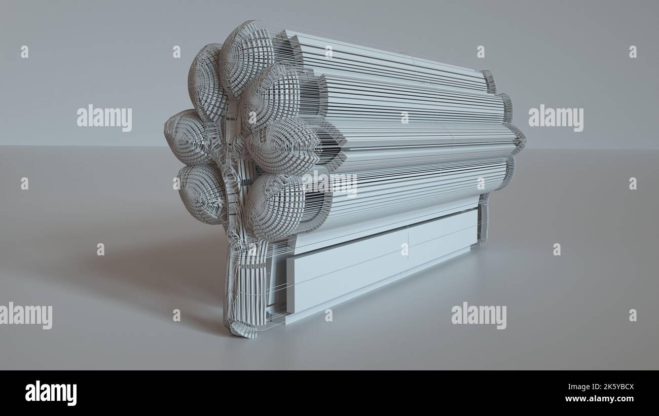3D Illustration of a building based on the diagram of a tree. View the ...