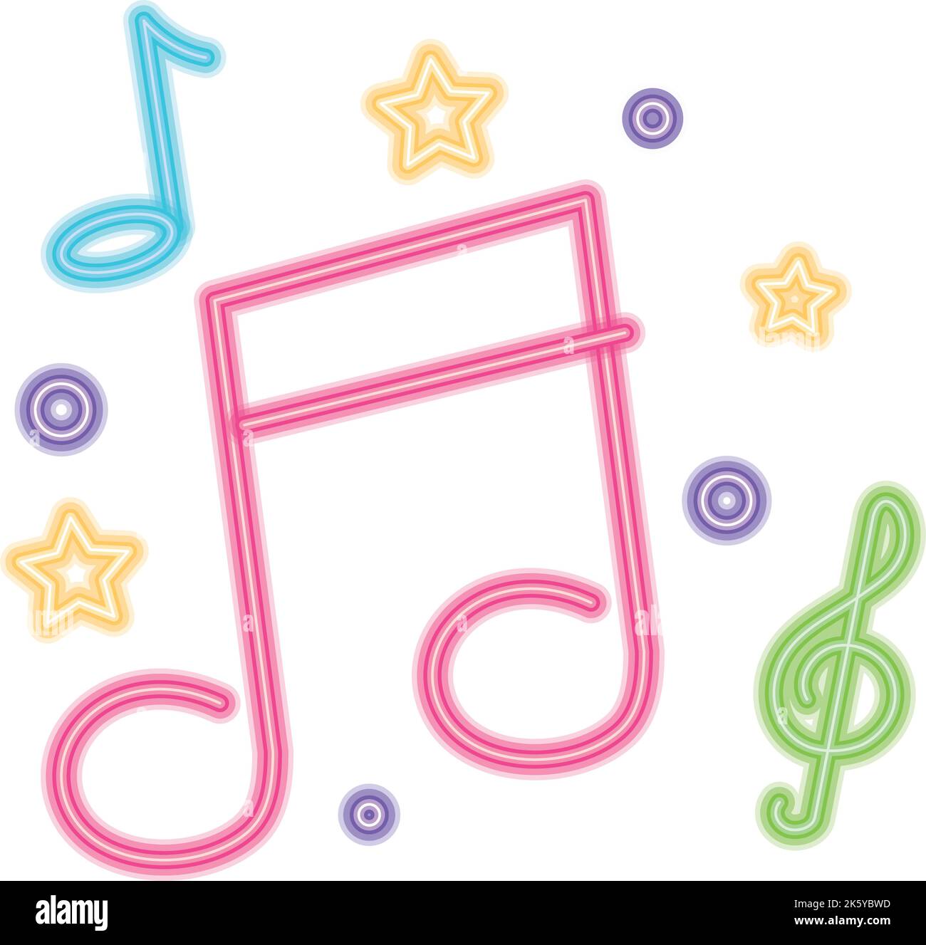 music notes and stars neon Stock Vector Image & Art - Alamy