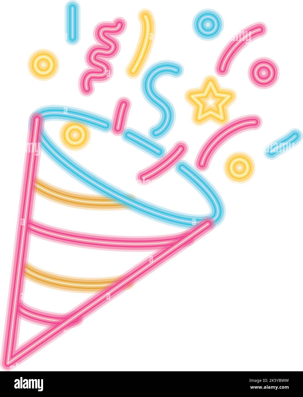 party cornet with confetti neon Stock Vector Image & Art - Alamy