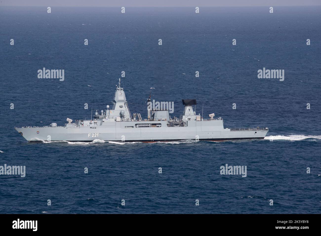 The German frigate FGS Hessen (F-221) steams the Atlantic Ocean during ...