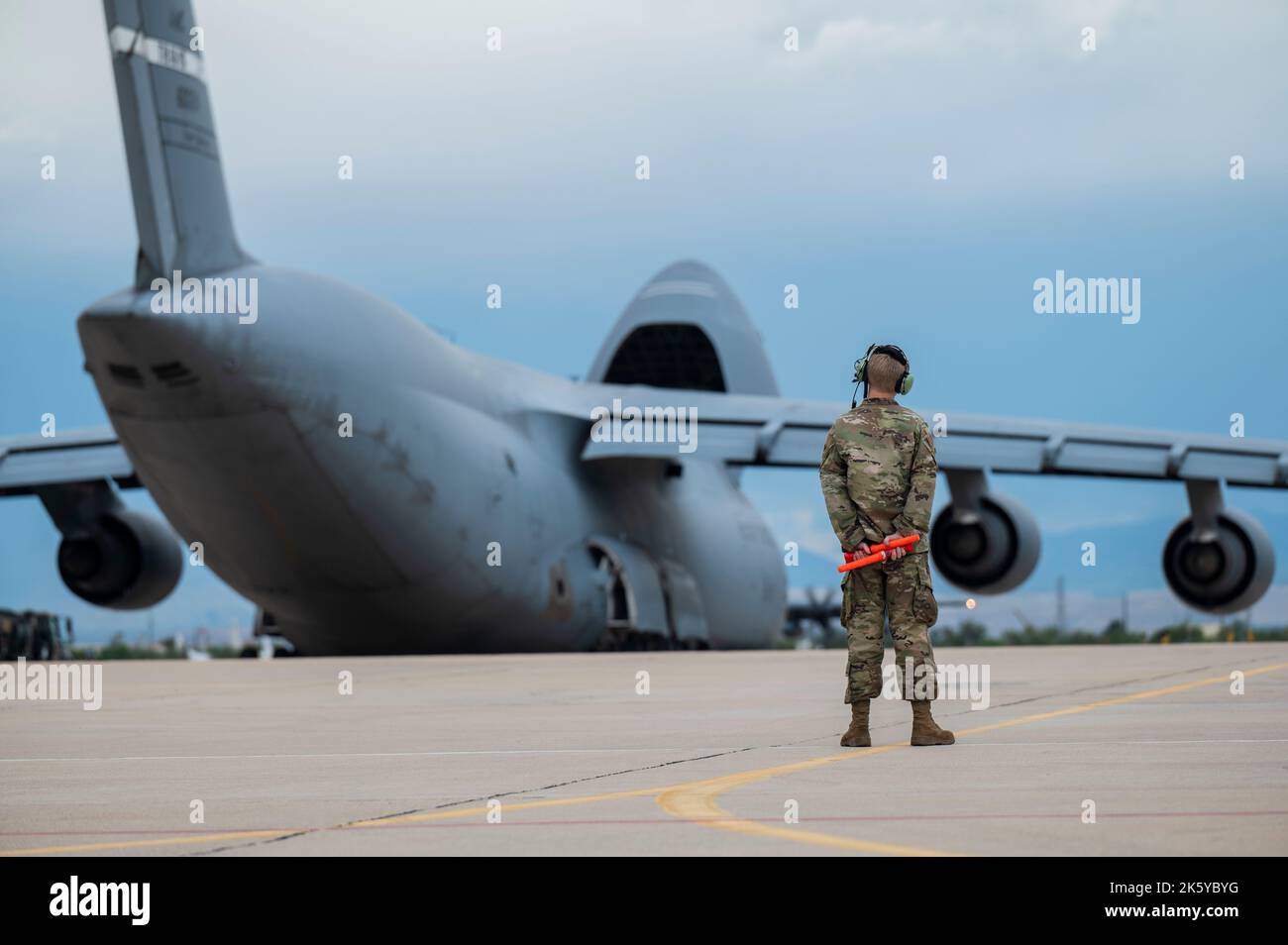 A U.S. Air Force Airman assigned to the 355th Maintenance Group waits ...