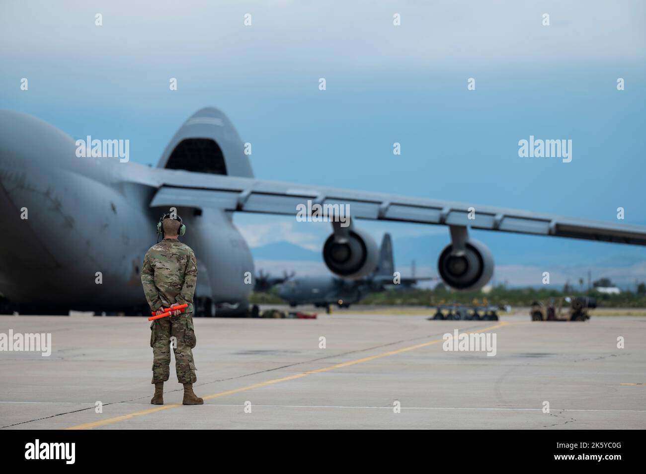 A U.S. Air Force Airman assigned to the 355th Maintenance Group waits ...