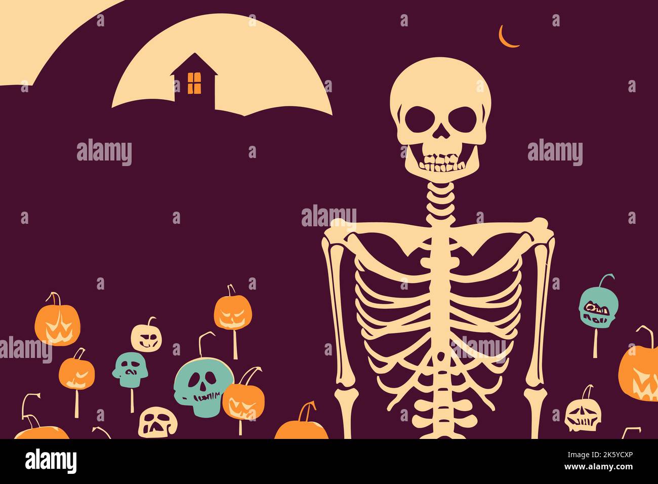A closeup of a cute background of Halloween skeletons Stock Vector ...