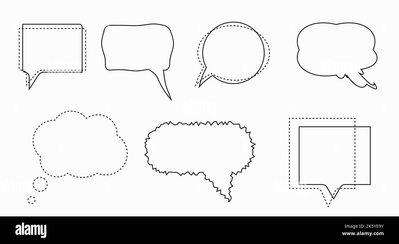 Strange doodle scribble textboxes, black speech bubbles. Flat vector ...