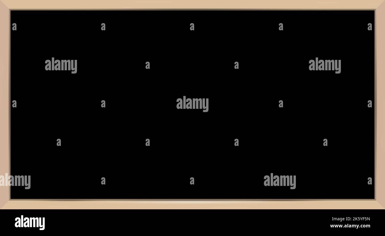 Black empty school board in a light wooden frame. Horizontal menu ...