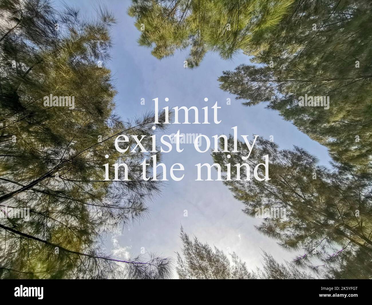 Inspirational motivating quote on nature background. "Limit exist only ...