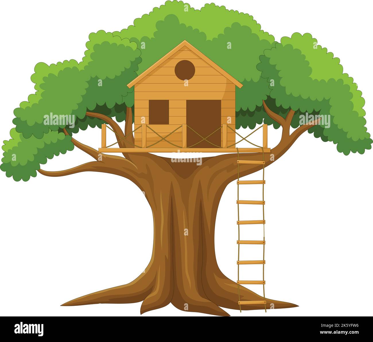 Cute tree house cartoon in the garden Stock Vector Image & Art - Alamy
