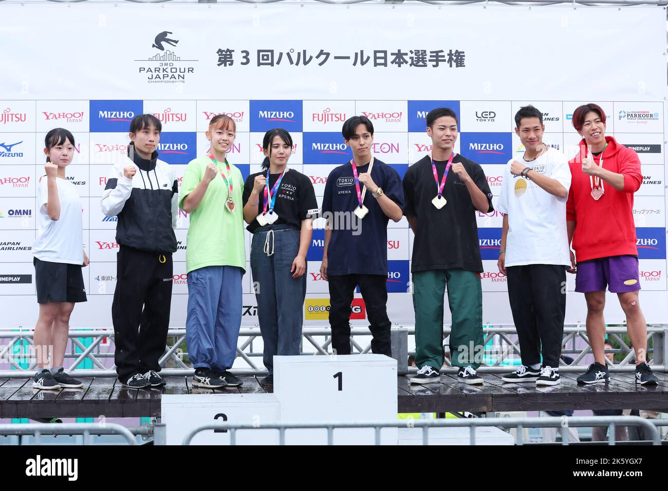 Tokyo, Japan. 9th Oct, 2022. (L-R) Yui Iwasaki, Hanaho Yamamoto, Nagisa ...