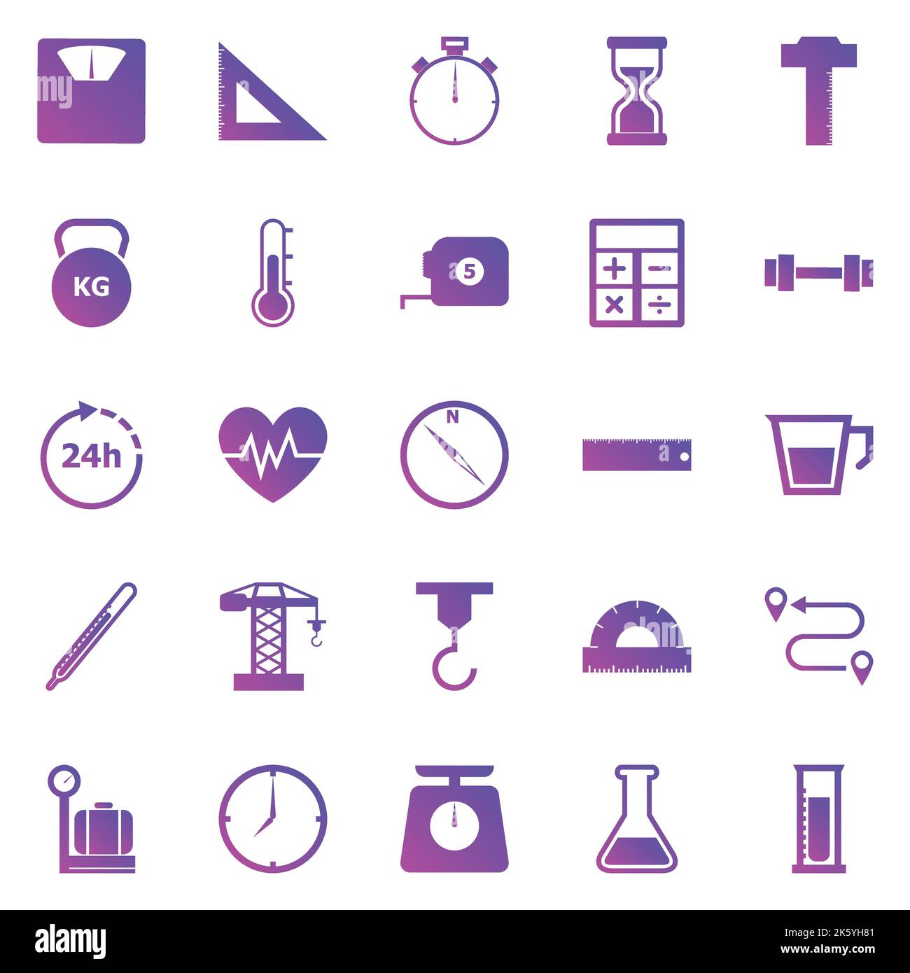 Measuring gradient icons on white background, stock vector Stock Vector Image & Art - Alamy