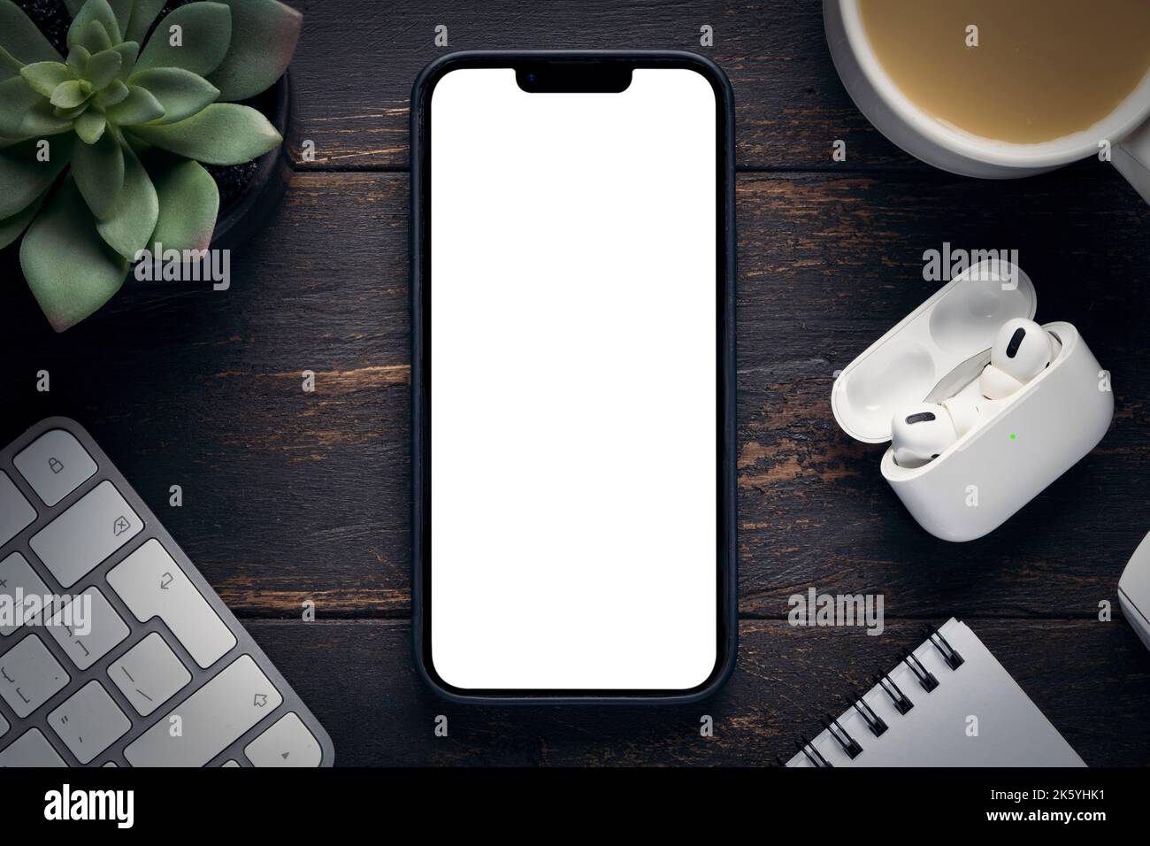 the new iPhone 14 pro max with an empty white screen copy space mockup ...