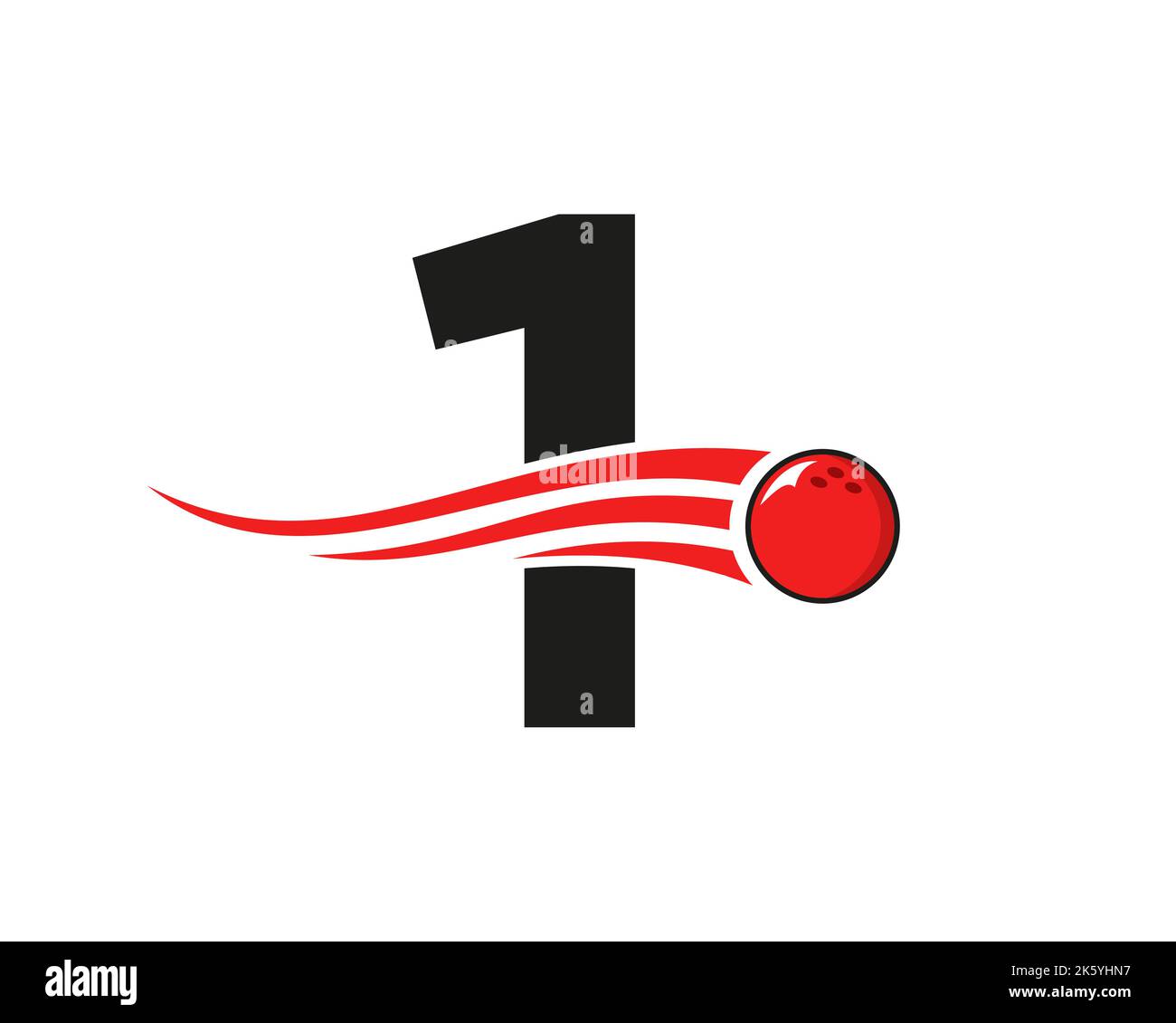 Letter 1 Bowling Logo. Bowling Ball Symbol With Red Moving Ball Vector ...