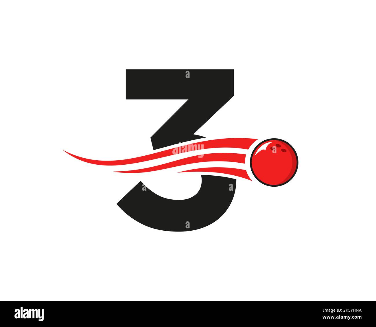 Letter 3 Bowling Logo. Bowling Ball Symbol With Red Moving Ball Vector ...