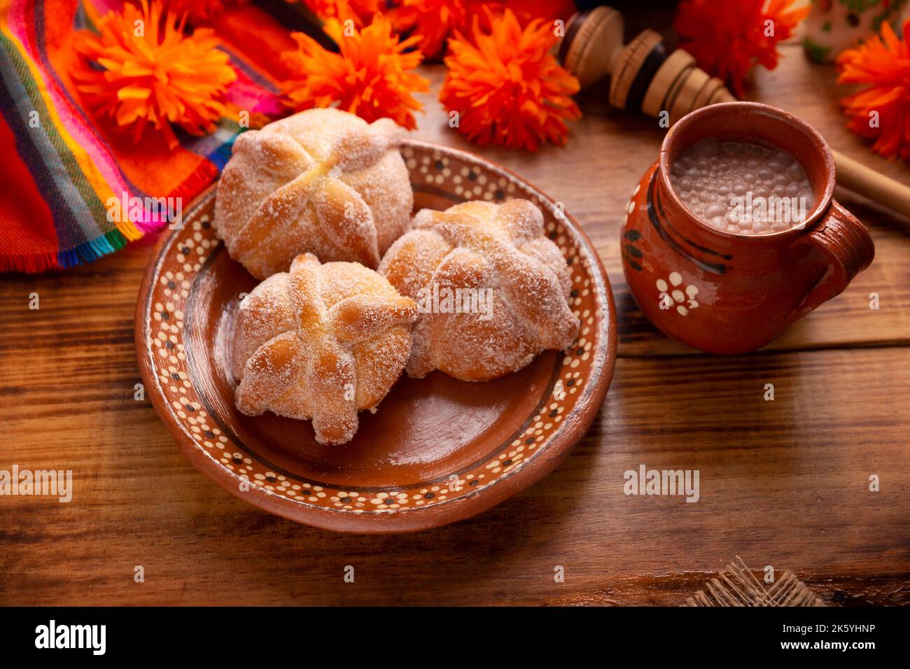 Pan de Muerto. Typical Mexican sweet bread that is consumed in the ...