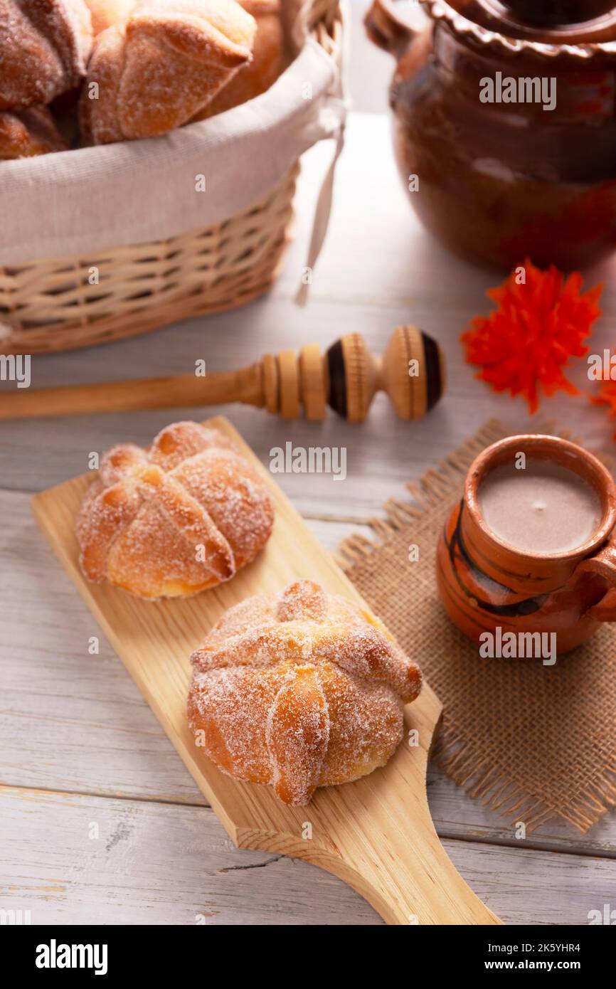Pan de Muerto. Typical Mexican sweet bread that is consumed in the ...