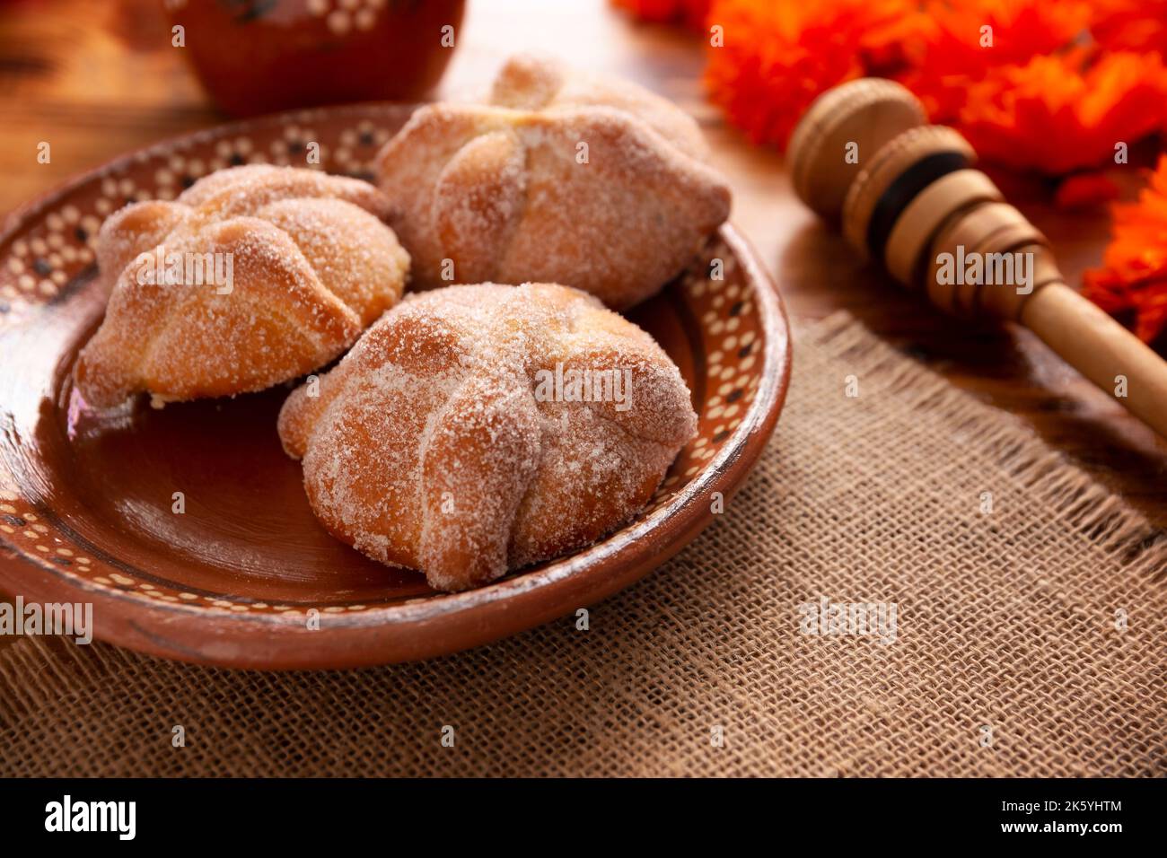 Pan de Muerto. Typical Mexican sweet bread that is consumed in the ...