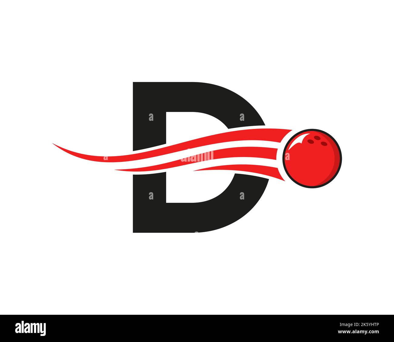 Letter D Bowling Logo. Bowling Ball Symbol With Red Moving Ball Vector ...