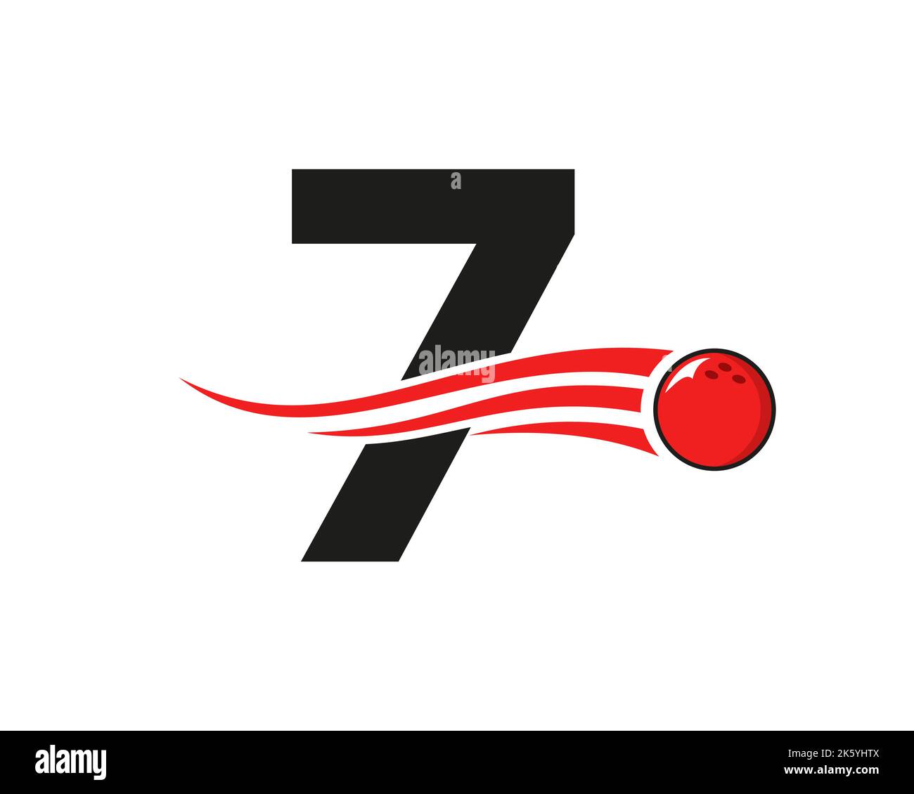 Letter 7 Bowling Logo. Bowling Ball Symbol With Red Moving Ball Vector ...