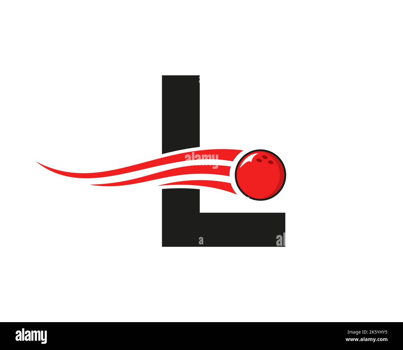 Letter L Bowling Logo. Bowling Ball Symbol With Red Moving Ball Vector ...