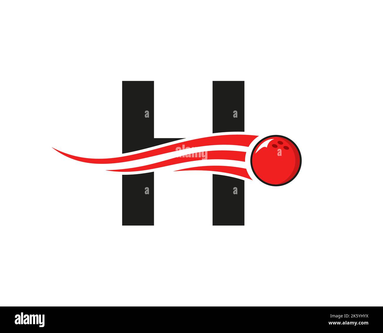 Letter H Bowling Logo. Bowling Ball Symbol With Red Moving Ball Vector ...