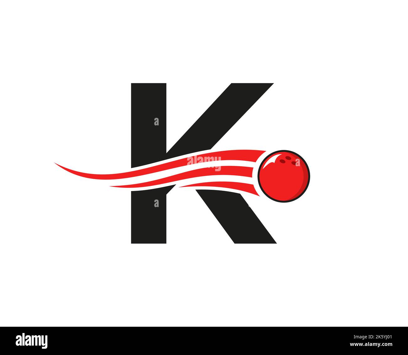 Letter K Bowling Logo. Bowling Ball Symbol With Red Moving Ball Vector ...