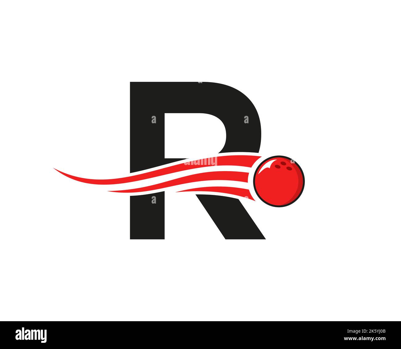 Letter R Bowling Logo. Bowling Ball Symbol With Red Moving Ball Vector ...