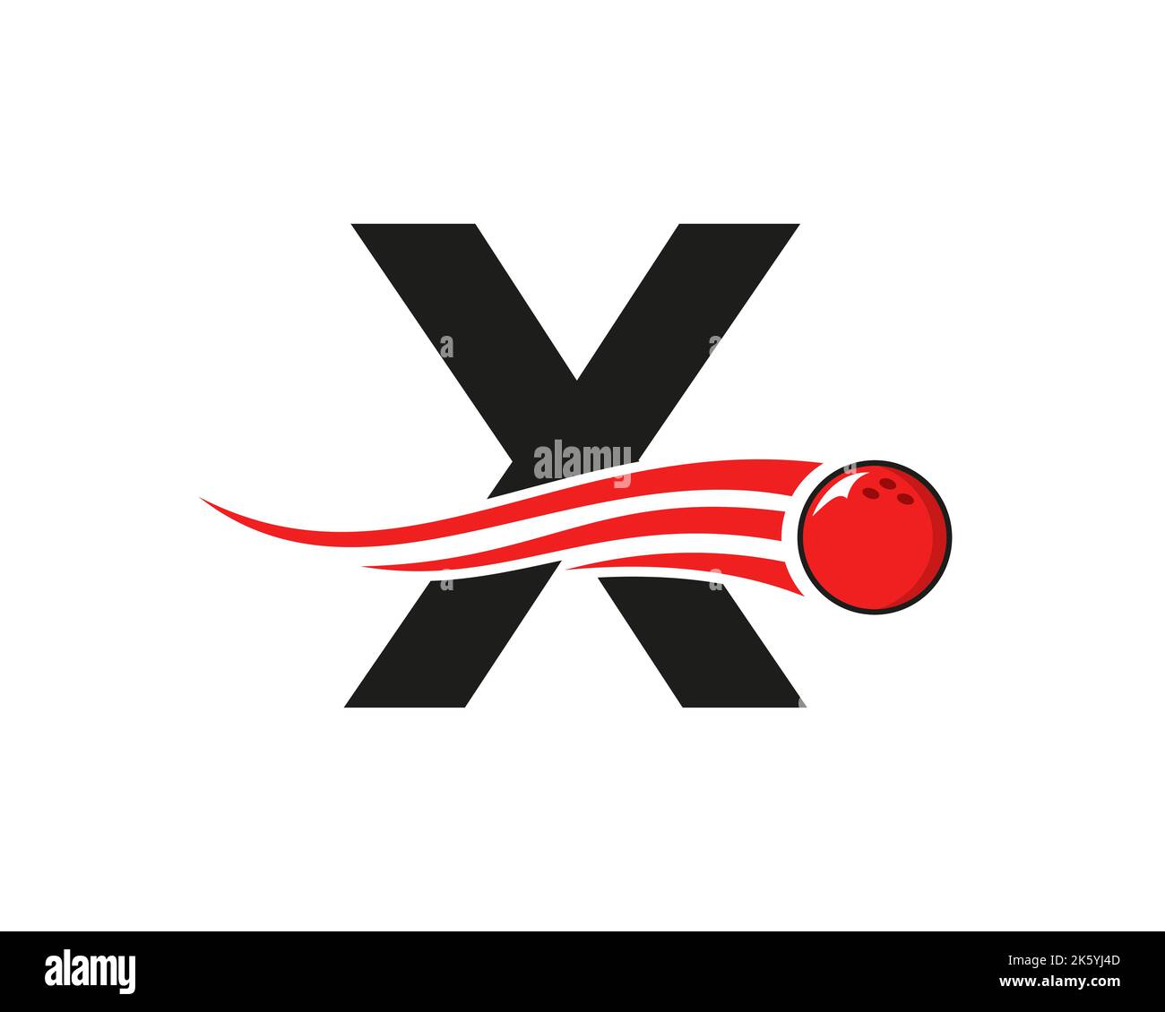 Letter X Bowling Logo. Bowling Ball Symbol With Red Moving Ball Vector ...