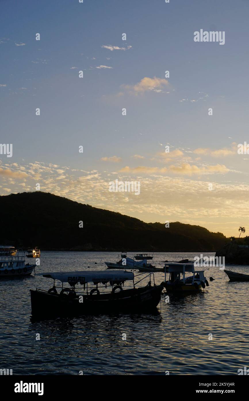 Roqueta Island at sunset, Caleta Beach, Acapulco, Mexico Stock Photo ...