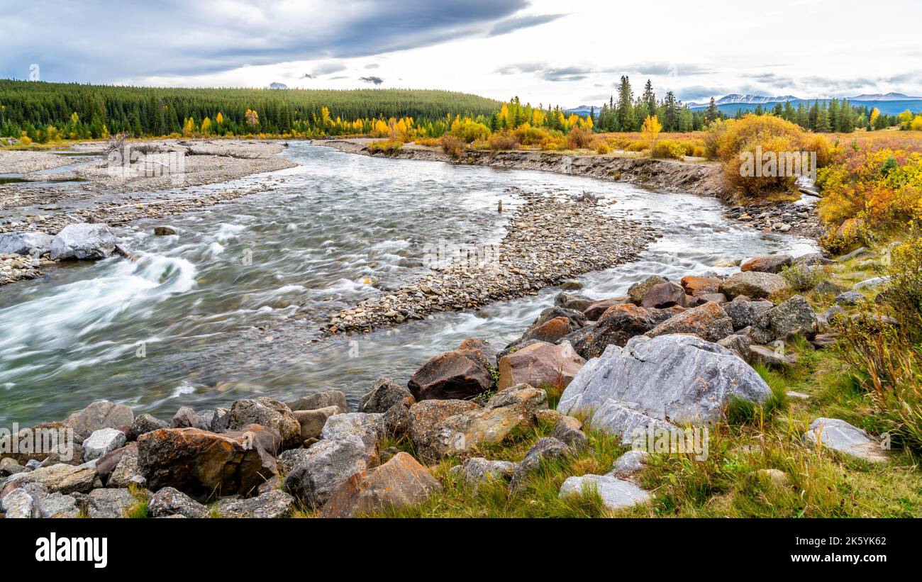 Fall Colors and Long Exposure shot at the Smokey River near Grand Cache ...