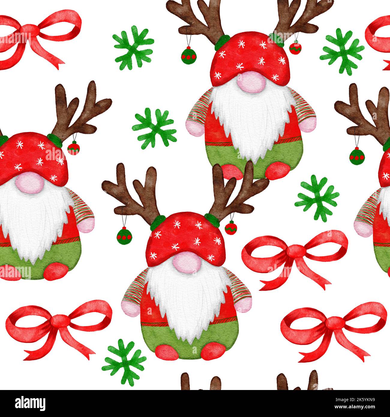Hand drawn seamless watercolor pattern with Christmas scandinavian ...
