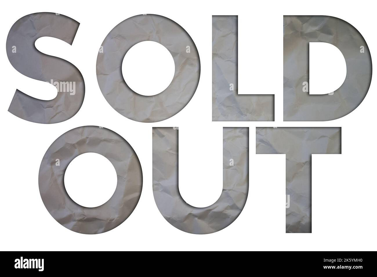 Sold Out text with Torn, Crumpled White Paper on colored background ...