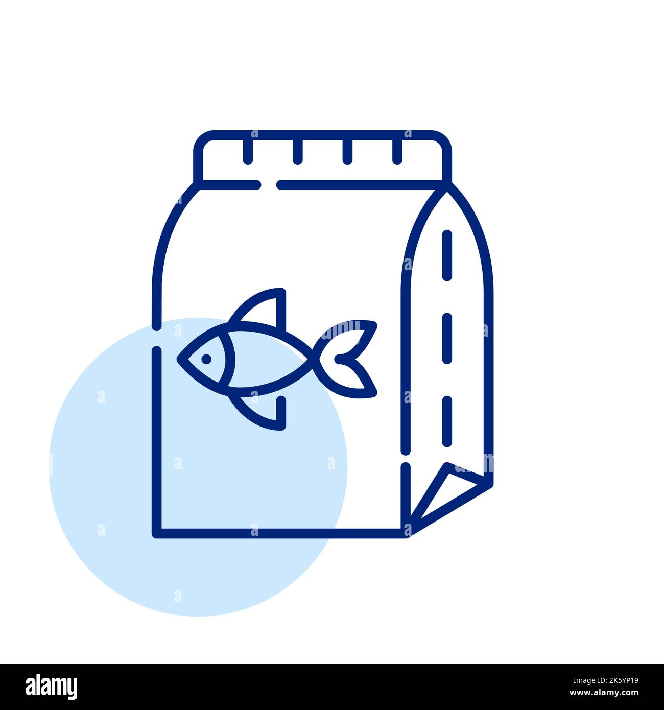 Package of cat food with fish on it. Pixel perfect, editable stroke ...