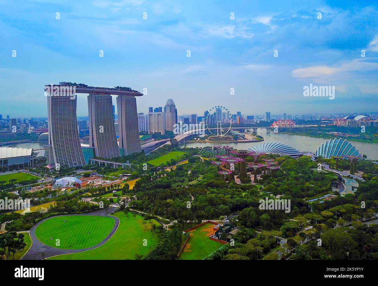 Aerial view panorama of Singapore skyscrapers with city skyline during ...
