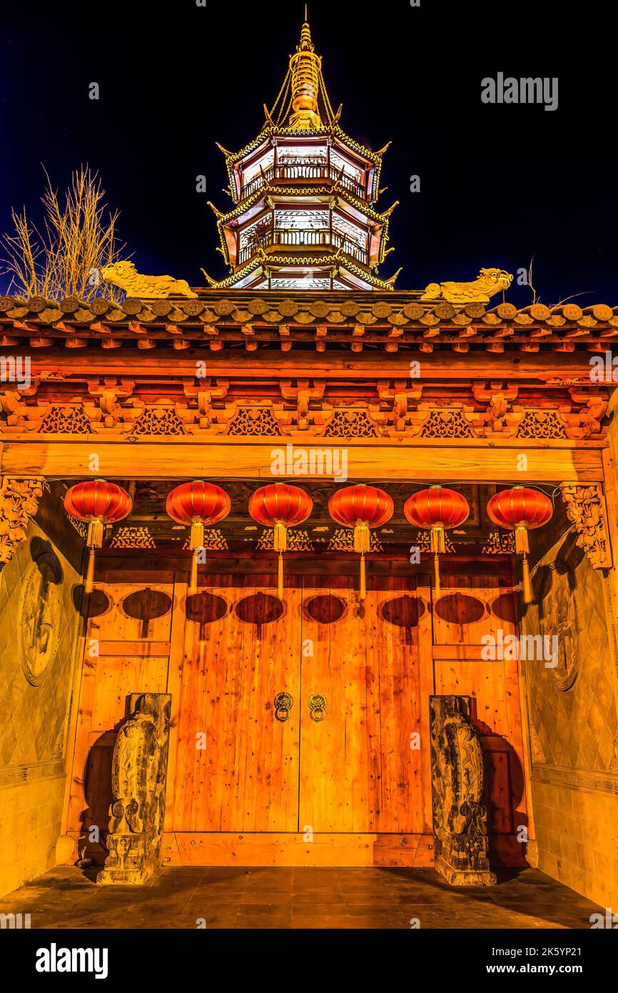 Buddhist Nanchang Nanchan Temple Wooden Door Pagoda Tower Wuxi Jiangsu ...
