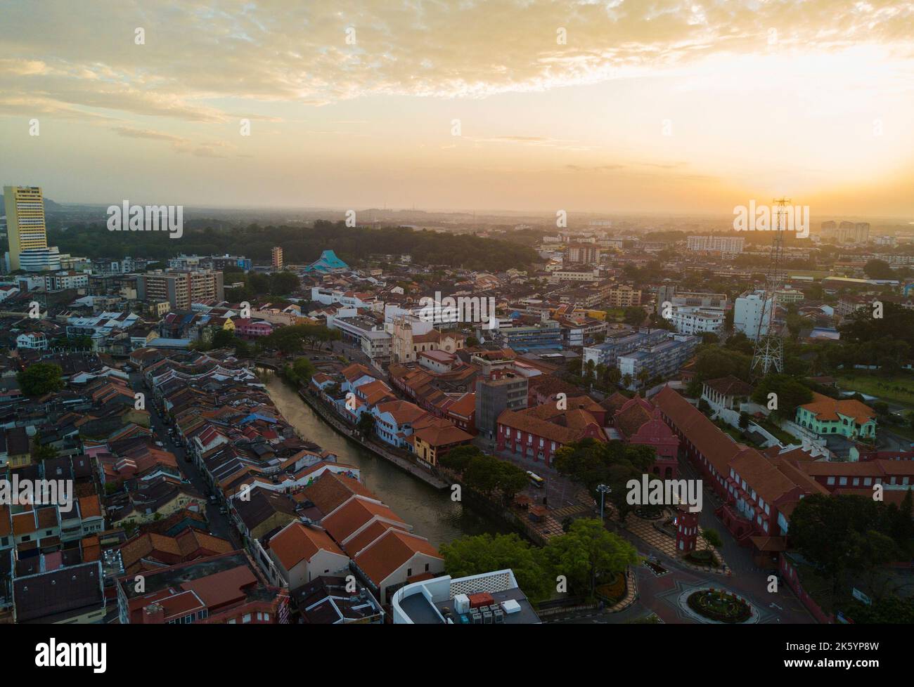 Aerial view of Malacca city during sunrise Stock Photo - Alamy