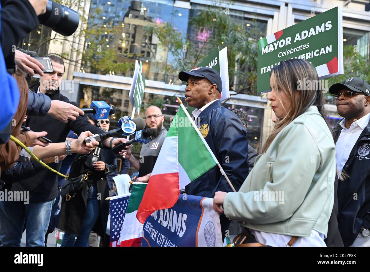 Mayor Eric Adams marches in the 78th annual Columbus Day Parade on ...