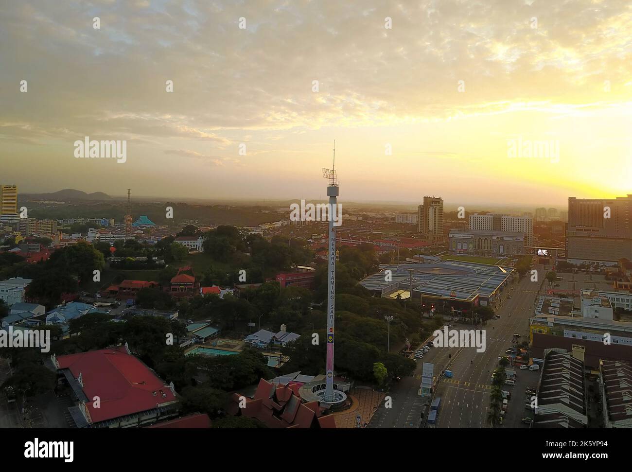MALACCA, MALAYSIA - February 11, 2018; Aerial view of Taming Sari Tower ...