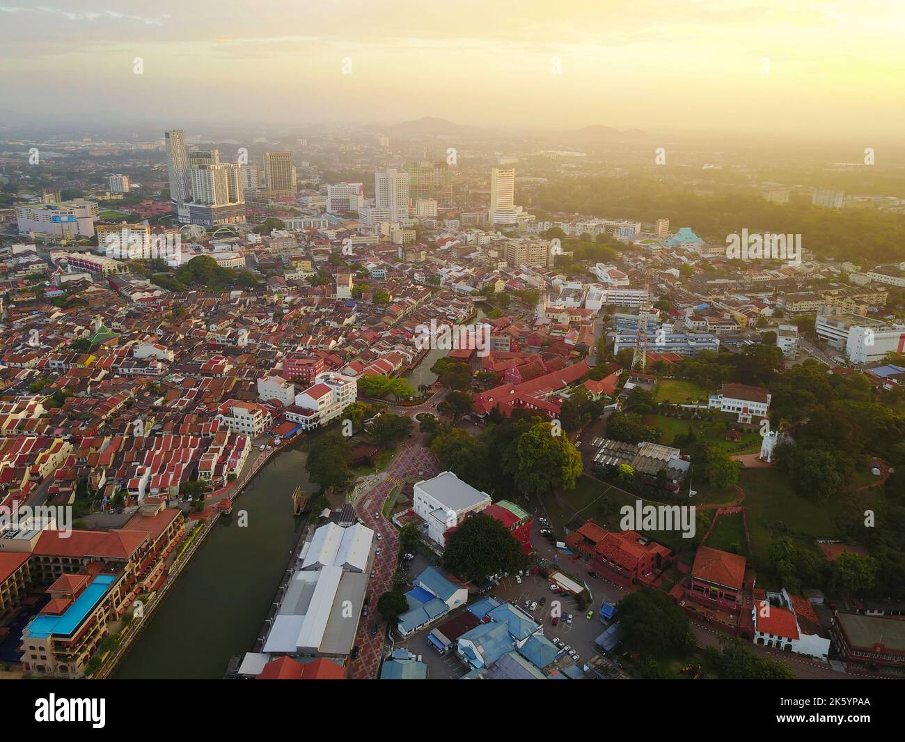 Aerial view of Malacca city during sunrise Stock Photo - Alamy