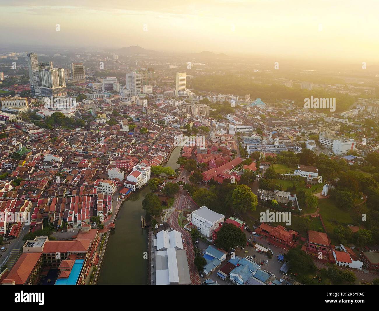 Aerial view of Malacca city during sunrise Stock Photo - Alamy