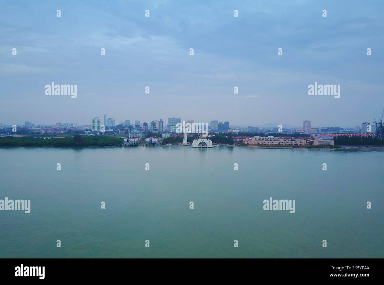 Aerial Majestic view of Malacca Straits Mosque Stock Photo - Alamy