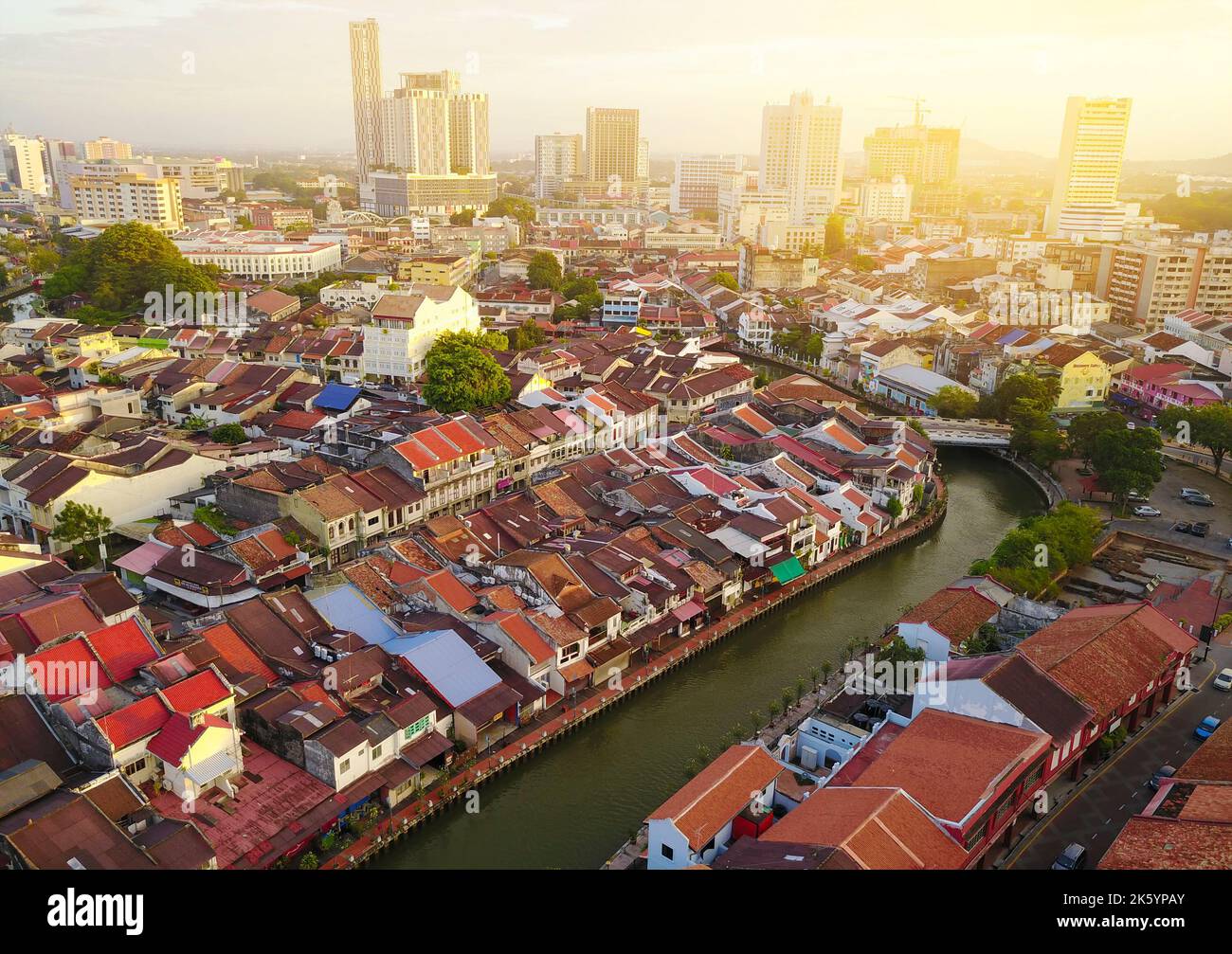 Aerial view of Malacca city during sunrise Stock Photo - Alamy